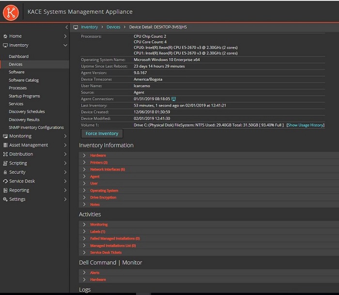 Device Inventory Details hidden on Device Detail Page (4259120)