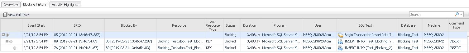 How to read the blocking history panel in SQL PI for Oracle and SQL ...