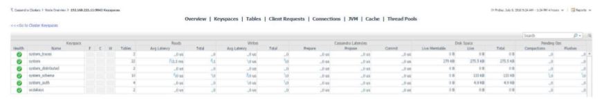 What do the Cassandra Node Overview, Node Keyspaces, Node Tables, and ...