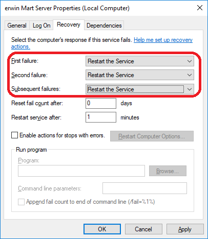 My mart server service keeps shutting down (4292555)