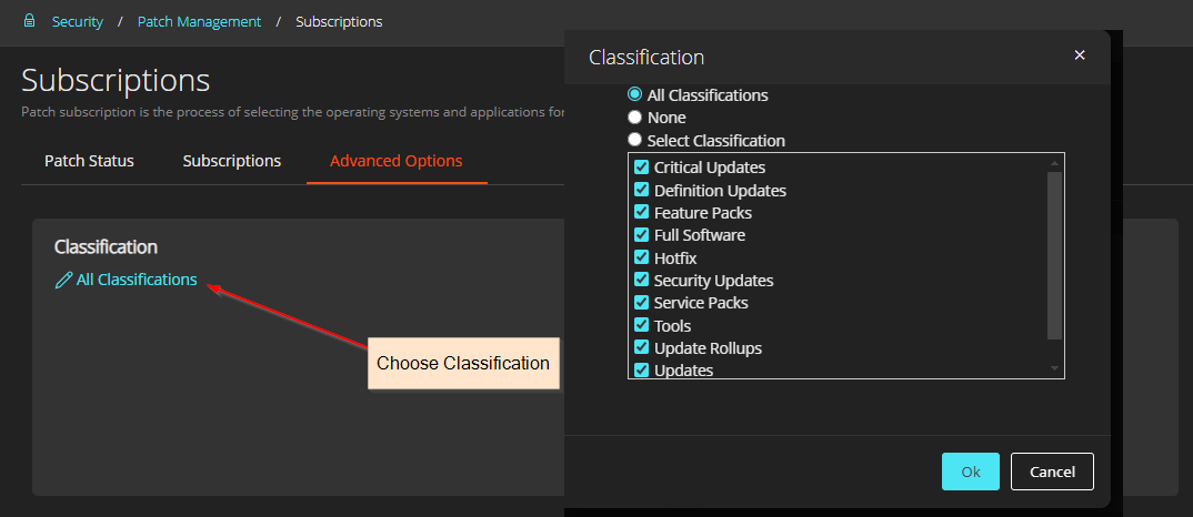 Configuring KACE SMA Patch Subscription options (4284511)