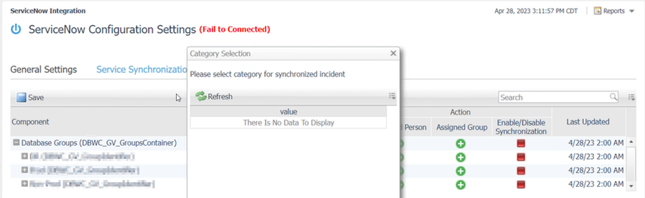 ServiceNow Integration shows Failed to Connect (4371413)
