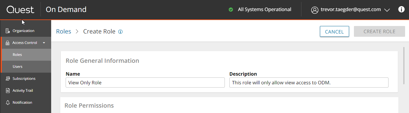 How to create a view only RBAC role in ODM (4374556)
