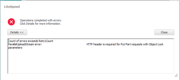 Litespeed for SQL S3 Object Lock Error (4374720)