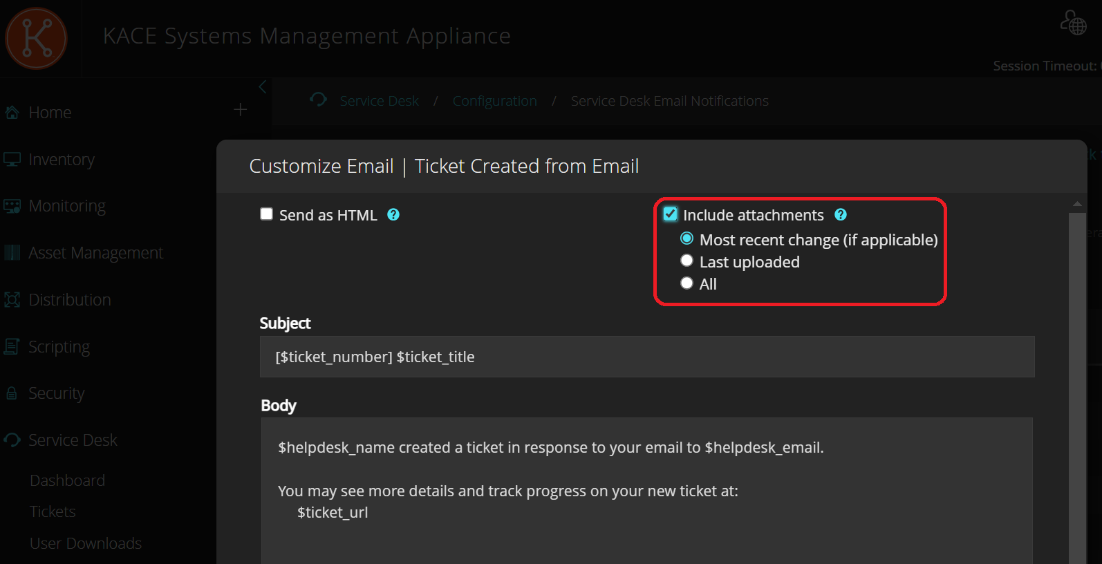 What's new version 13.0 - Service Desk Attachment Distribution through email (4369237)