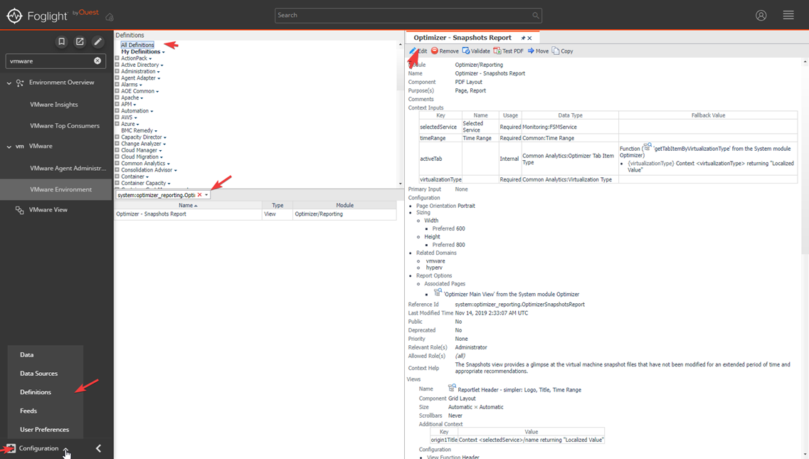 Page orientation in Optimizer - Snapshots report (4372539)