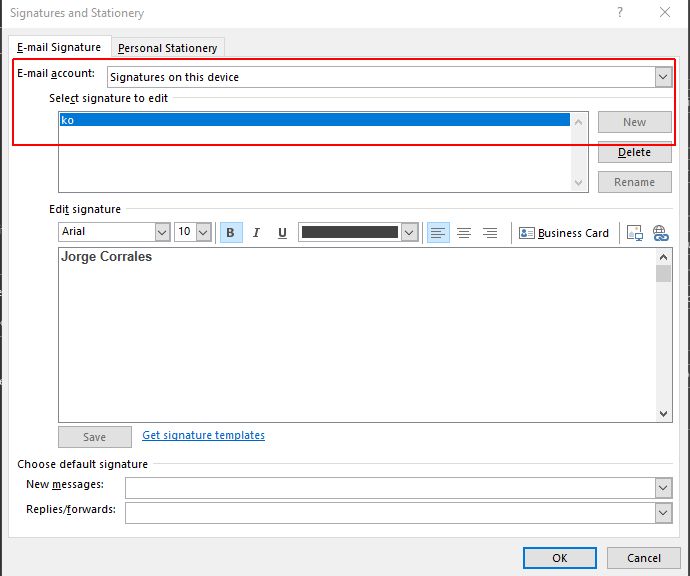 Outlook Signatures do not appears under Select signature to edit (4372560)