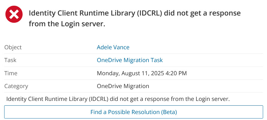 ODM OneDrive Provisioning Error - Identity Client Runtime Library ...