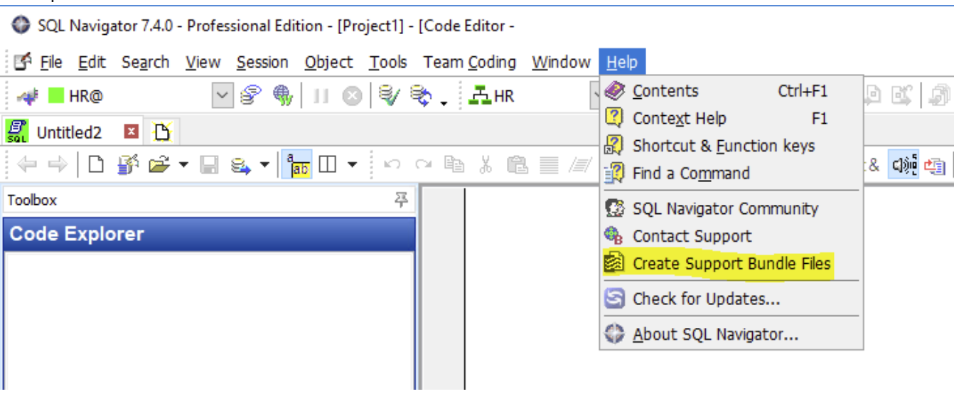 How to Generate a Support Bundle File in SQL Navigator for Oracle (4380481)