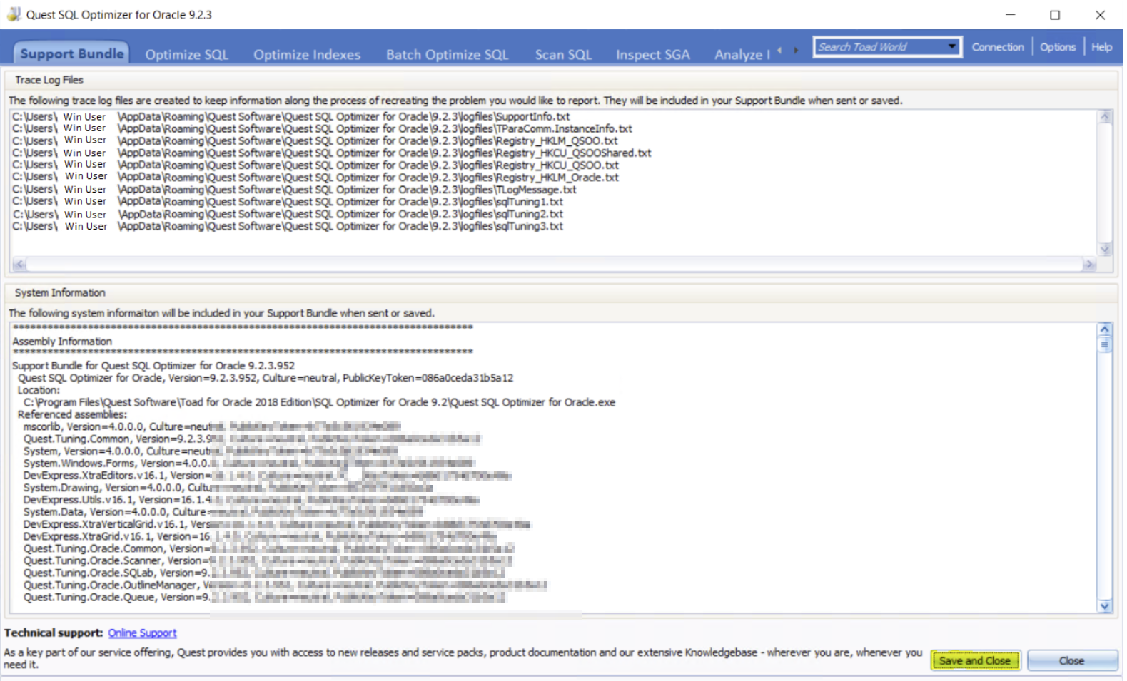 How to Generate a Support Bundle File in SQL Optimizer for Oracle (4380484)